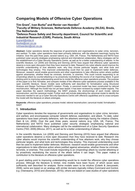 Pdf Comparing Models Of Offensive Cyber Operations