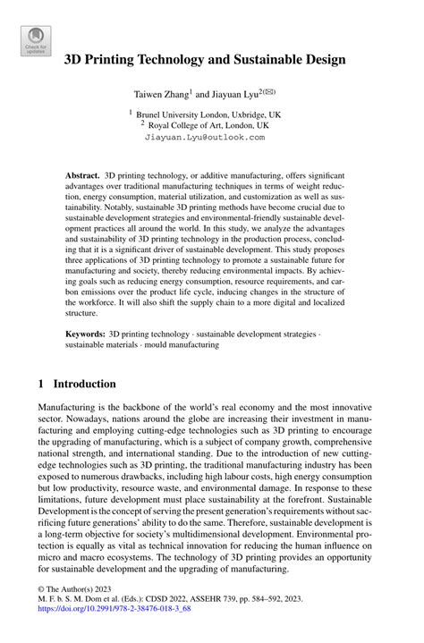 Pdf 3d Printing Technology And Sustainable Design