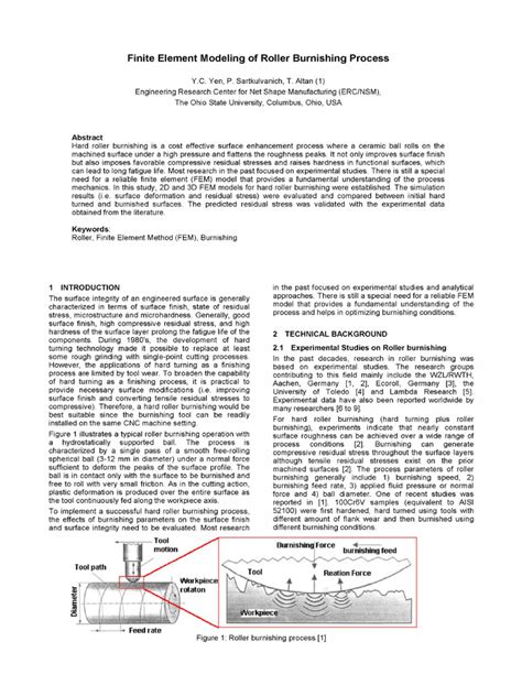 2005 Yen Finite Element Modeling Of Roller Burnishing Process Pdf