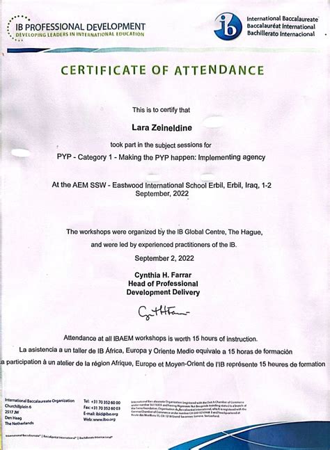 Lara Zeineldine On Linkedin 2022 2023 My Ib Pyp Certificate Grateful