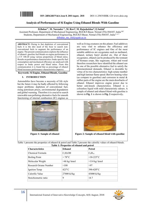 Pdf Analysis Of Performance Of Si Engine Using Ethanol Blends With Gasoline