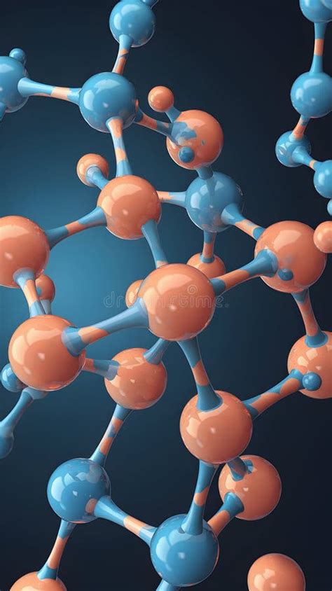 Molecular Structure With Blue And Orange Spheres Connected By Bonds Against Gradient Background
