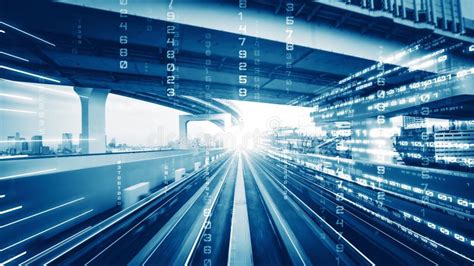 Digital Data Flow On Road In Concept Of Cyber Global Communication And Coding Stock Image