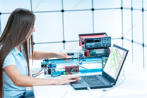 Scientist Using Virtual Machining Software Stock Image F0419499