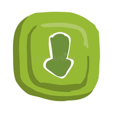 Down Arrow Button In Cartoon Doodle Style Mobile App Asset Video Game Ui Button Stock Vector
