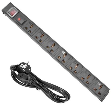 Strip Pdu Power 7 Unit Universal Output Socket Network Cabinet Rack Switch Overload Protection