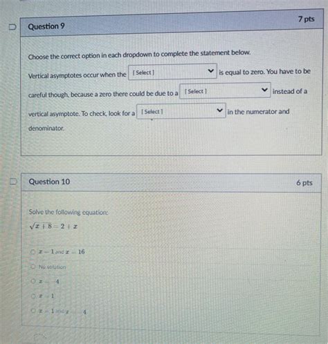 Solved 7 Pts Question 9 Choose The Correct Option In Each