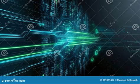 Binary Code And Ai Algorithms Running In The Background An Abstract
