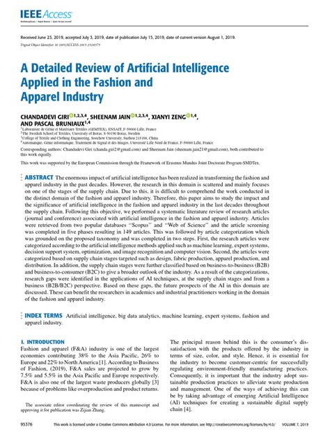 A Detailed Review Of Artificial Intelligence Applied In The Fashion And