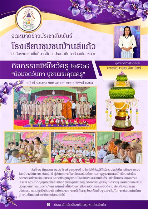โรงเรียนชุมชนบ้านสีแก้ว 🙏กิจกรรมพิธีไหว้ครู ๒๕๖๘🙏 💐“น้อมจิตวันทา บูชาพระคุณครู” ️ วันที่ ๑๒