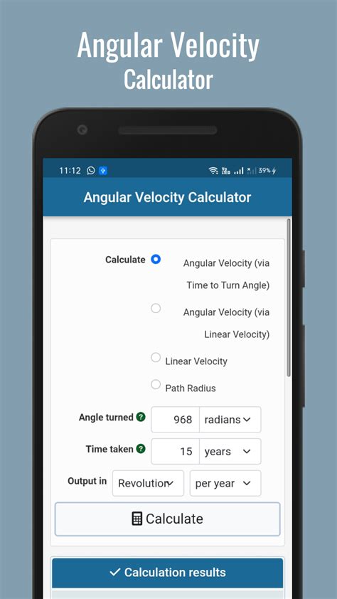 Angular Velocity Calculator App On Amazon Appstore