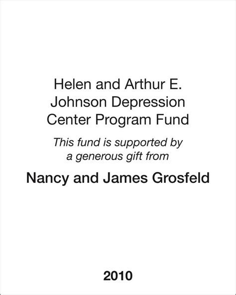 Nancy And James Grosfeld Virtual Benefactor Recognition