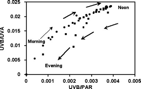 Relationship Between The UVB PAR And UVB UVA Ratios Throughout The Day Download Scientific