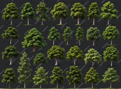 Premium Vector Trees Isolated On White Background Use For Visualization In Architectural De