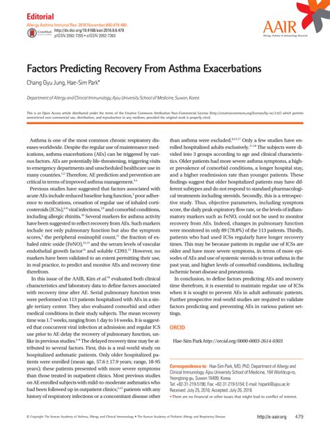 Pdf Factors Predicting Recovery From Asthma Exacerbations