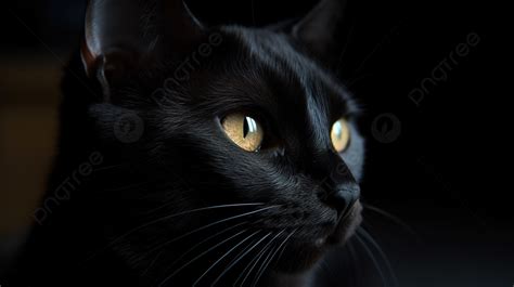 검은 고양이는 먼 곳을 바라본다 검은 고양이 그림 배경 일러스트 및 사진 무료 다운로드 Pngtree