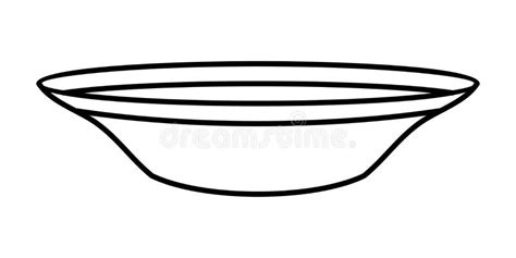 Dibujo Lineal De Un Plato Profundo Sobre Un Fondo Blanco Ilustración