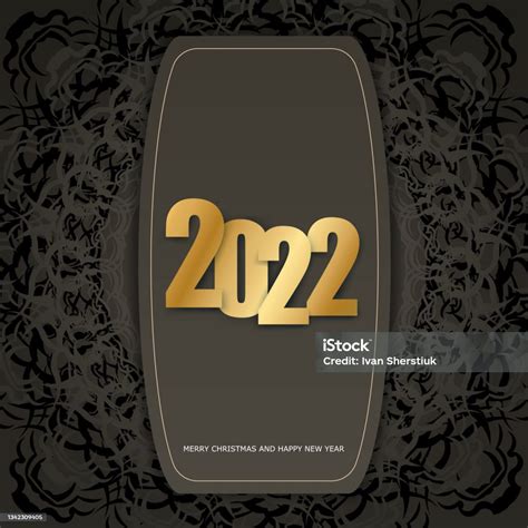 빈티지 라이트 패턴축제 브로셔 2022 메리 크리스마스와 새해 복 많은 새해 브라운 컬러 12월 31일에 대한 스톡 벡터 아트