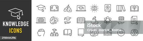 선 스타일의 지식 웹 아이콘입니다 지능 지식 똑똑함 학습 교육 연구 벡터 일러스트 레이 션입니다 개념에 대한 스톡 벡터 아트 및