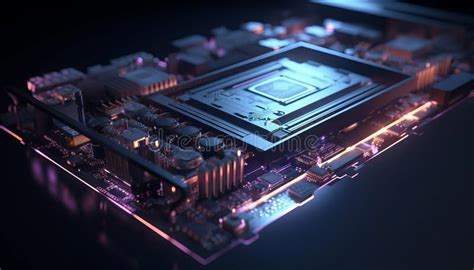 Close Up View Of A Modern Gpu Card With Circuit And Colorful Lights And Details 3d Rendering