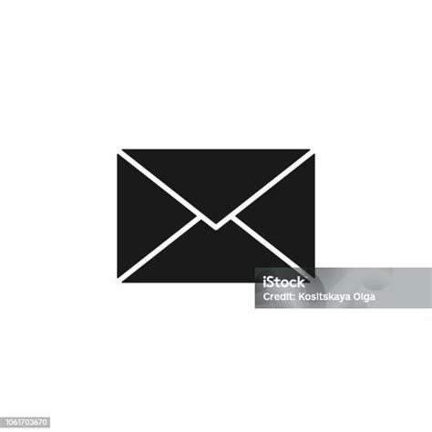 흰색 바탕에 봉투의 검은 절연된 아이콘입니다 우편 봉투의 실루엣입니다 메일 이메일입니다 평면 디자인입니다 0명에 대한 스톡 벡터 아트 및 기타 이미지 Istock