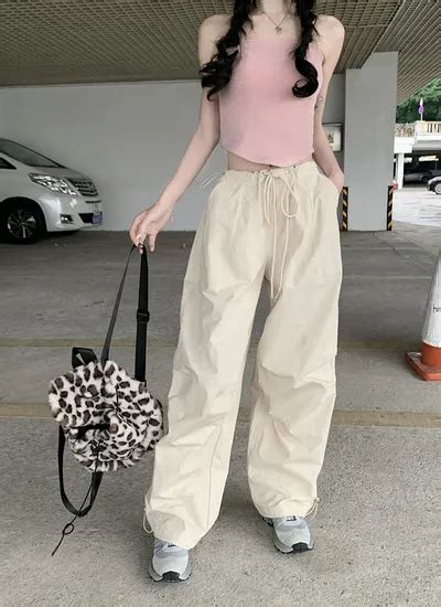 하프닌 3colors 테프 끈 스트링 허리조절 바스락 포켓 하이웨스트 로우라이즈 Y2k 캐주얼 스트릿 데일리 카고바지 조거팬츠 10부 와이드 가을 가을신상 가을팬츠 가을