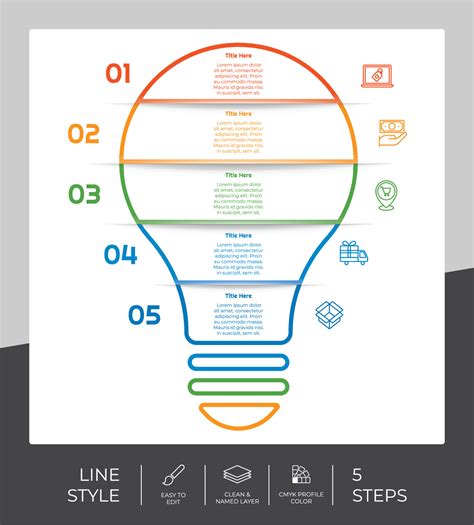 Workflow Bulb Infographic Vector Design With 5 Steps And Line Design Step Infographic Can Be