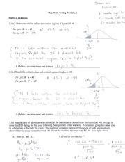 1 Hypothesis Testing Worksheet Sketching Critical Values And Course Hero