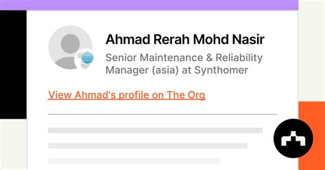 Ahmad Rerah Mohd Nasir Senior Maintenance And Reliability Manager Asia