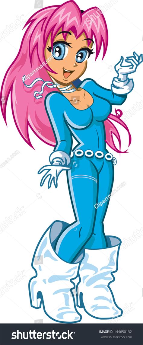 Sexy Smiling Anime Manga Girl Pink Stock Vector Royalty Free