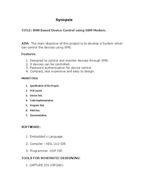 Sms Based Device Control Using Gsm Modem Pdf Microcontroller Modem