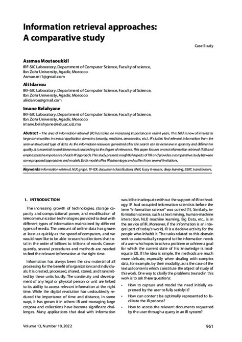 Pdf Information Retrieval Approaches