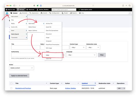 Video Embedding Drupal Content Management System Cms Baylor University