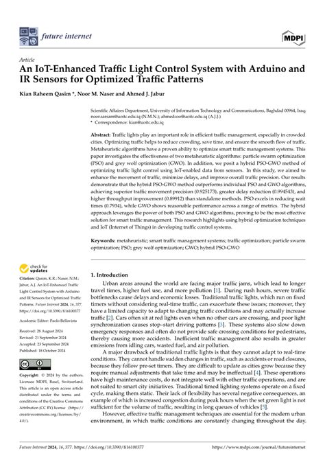Pdf An Iot Enhanced Traffic Light Control System With Arduino And Ir Sensors For Optimized