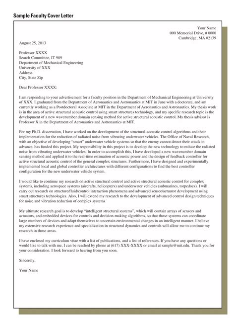 Cover Letter For Faculty Position Sample