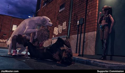 Rule 34 2animals 2girls 3d Arm Support Black Hair Blonde Hair Blowjob