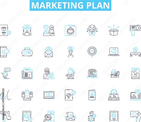Marketing Plan Linear Icons Set Strategy Objectives Swot Segmentation Differentiation