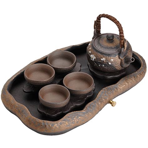 Stone Pottery Lotus Lake Shape Tea Set Umi Tea Sets