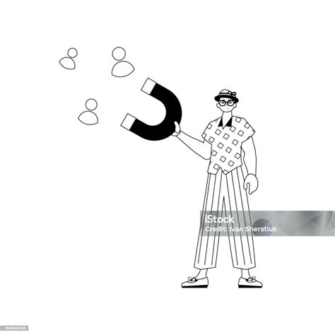 조롱은 박해를 불러 일으키는 유치 체인 체인 메일 기사를 들고있다 시간 개념 검은 색과 Ashen 선형 스타일러스 트렌디한 스타일 벡터 일러스트레이션 3차원 형태에 대한