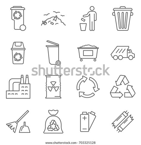 간단한 폐기 관련 벡터 선 아이콘가비지 스톡 벡터로열티 프리 703325128