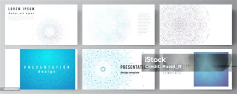 프리젠 테이션 슬라이드 비즈니스 템플릿의 최소 추상 벡터 일러스트 레이아웃 빅 데이터 시각화 연결된 라인과 점으로 기하학적 의사