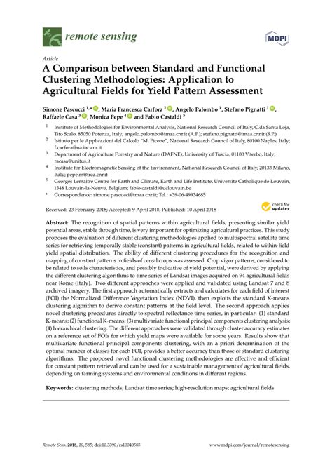 Pdf A Comparison Between Standard And Functional Clustering Methodologies Application To