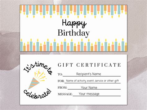 Editable Birthday Coupon Template Printable Happy Birthday T