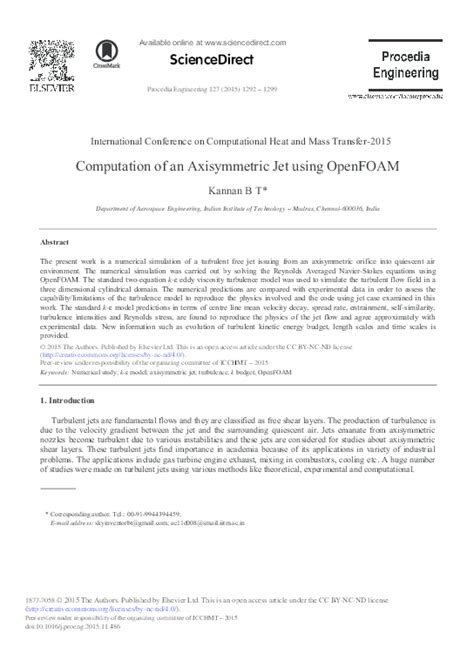 pdf computation of an axisymmetric jet using openfoam