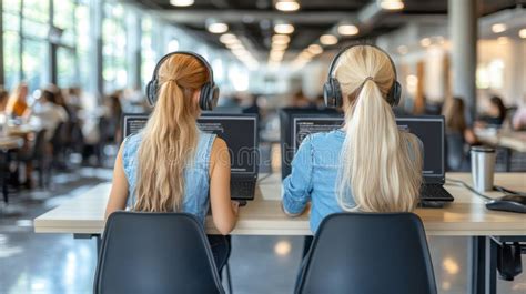 Women Coding In Office Stock Illustration Illustration Of Bright