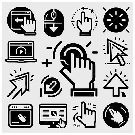 Computer Mouse Click Cursor Gray Arrow Icons Set And Loading Icons