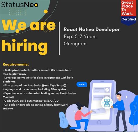 There Are Job Openings In Statusneo For React Native Developer Akash