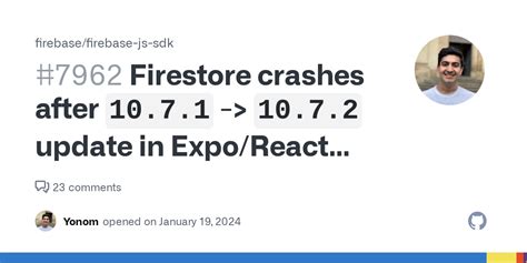 Firestore Crashes After 10 7 1 10 7 2 Update In Expo React