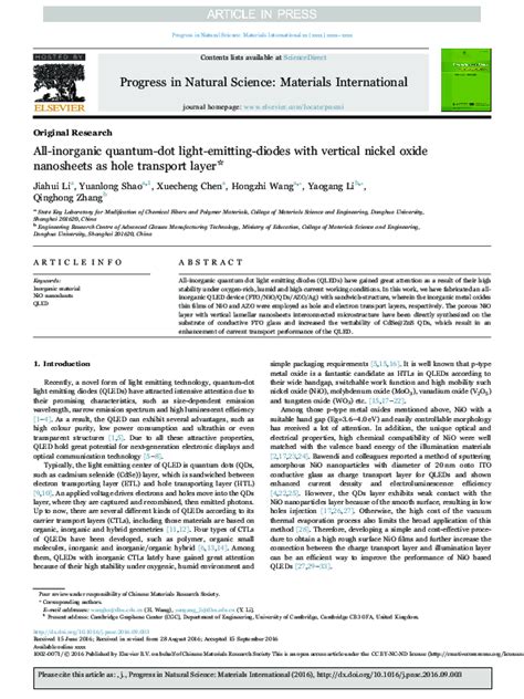 Pdf All Inorganic Quantum Dot Light Emitting Diodes Based On Perovskite Emitters With Low Turn