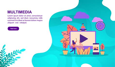 캐릭터와 멀티미디어 일러스트 개념입니다 배너 프레젠테이션 소셜 미디어 포스터 광고 및 프로 모션에 대 한 템플릿 0명에 대한